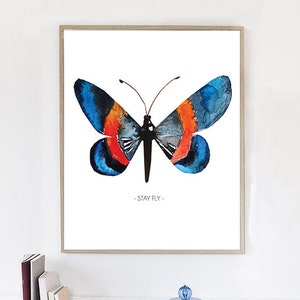 Stay Fly Watercolor Wall Art Stay Fly Print Butterfly Wall - Etsy