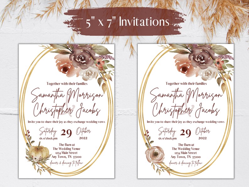 Autumn or Thanksgiving Wedding Template Bundle Instant Download Digital ...