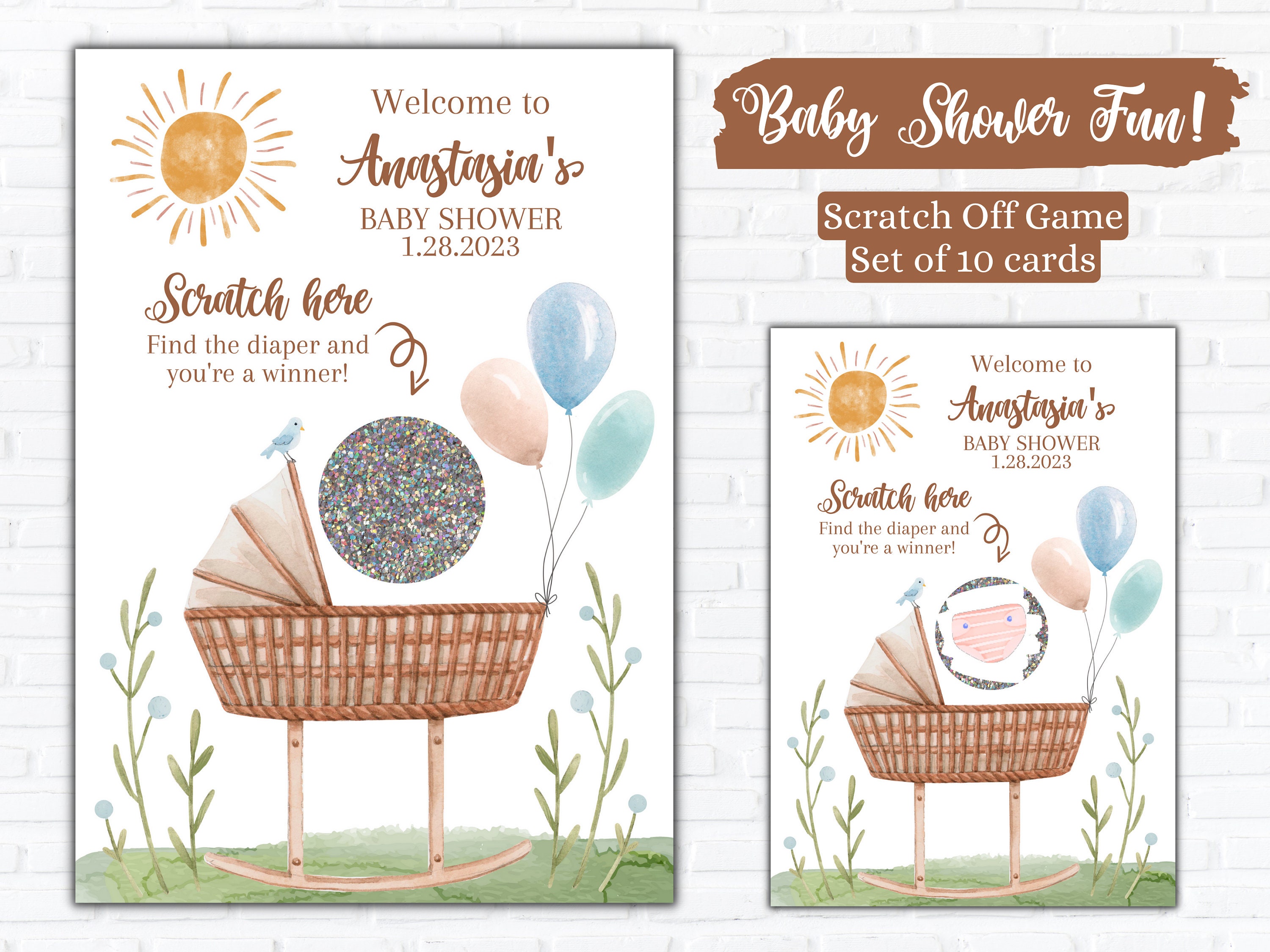 Baby Shower Scratch off Cards | Set of 10 Cards | Party Prize | Party ...