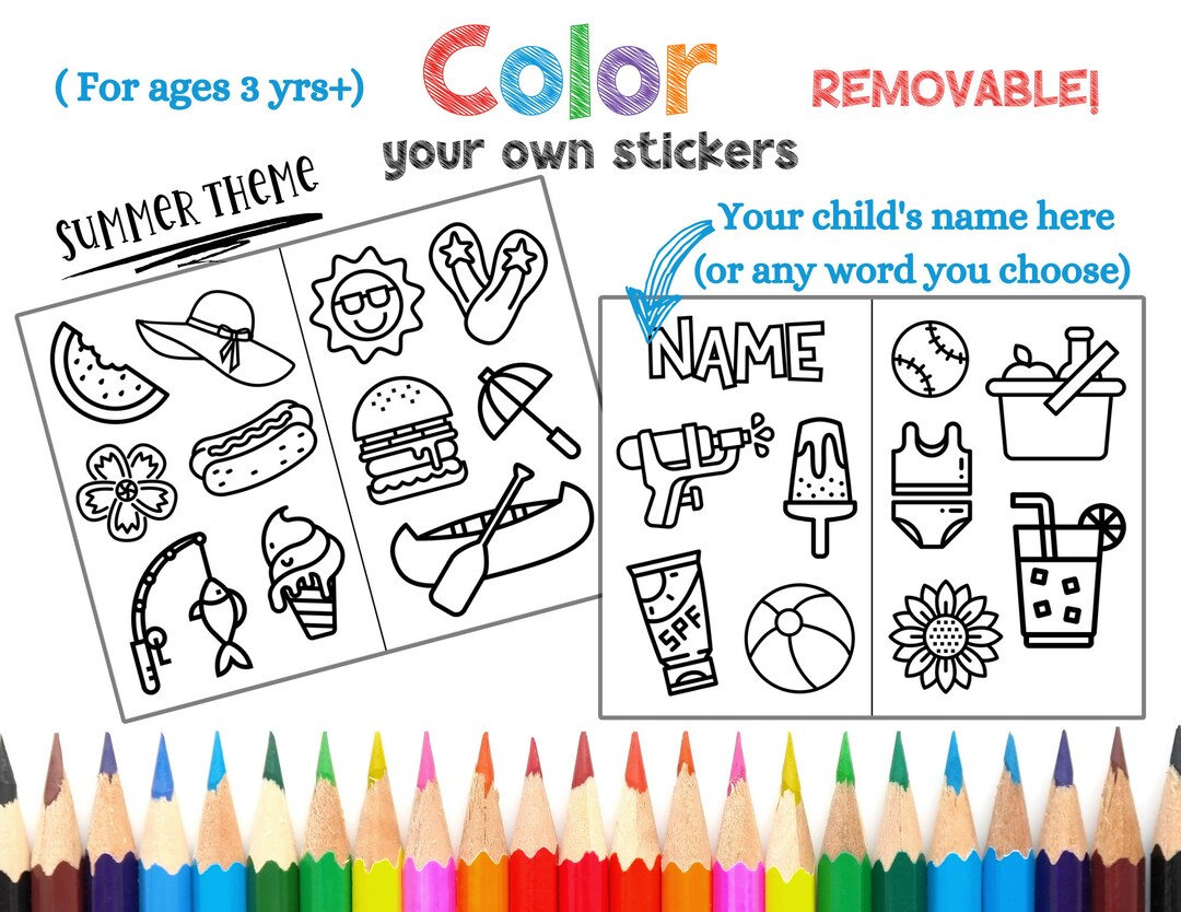 Color Your Own Stickers for Age 3 Yrs+ | Summer Theme Stickers ...