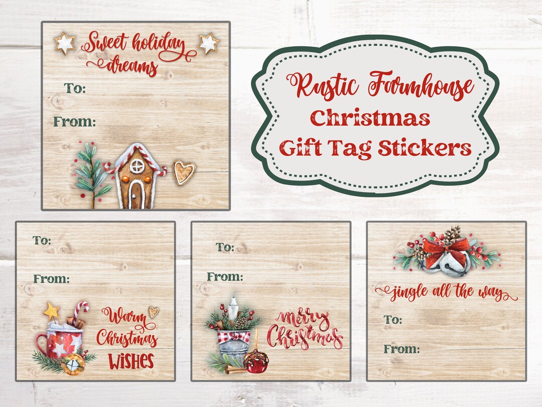 Rustic Farmhouse Christmas Gift Tag Stickers | Gift Tags | Gift ...