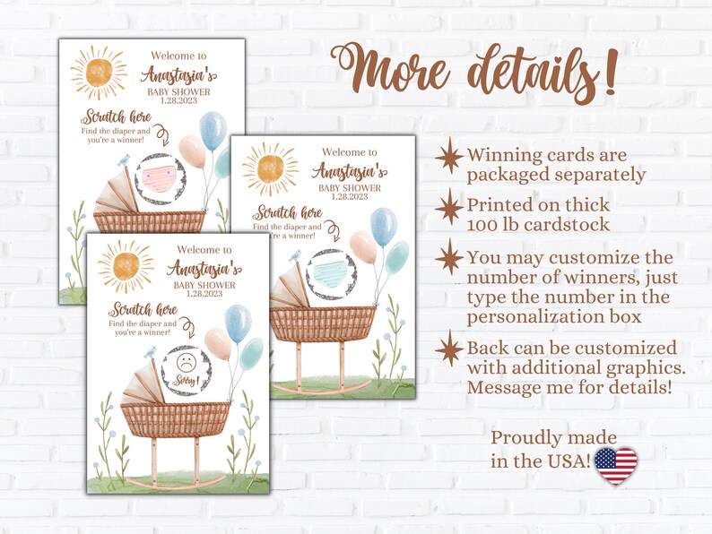 Baby Shower Scratch off Cards | Set of 10 Cards | Party Prize | Party ...