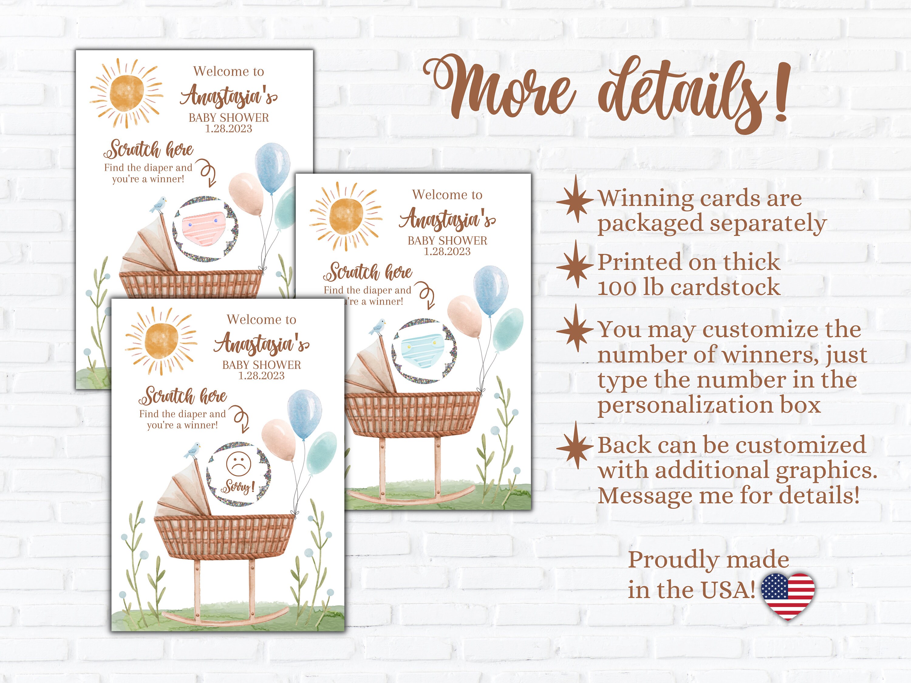 Baby Shower Scratch off Cards | Set of 10 Cards | Party Prize | Party ...