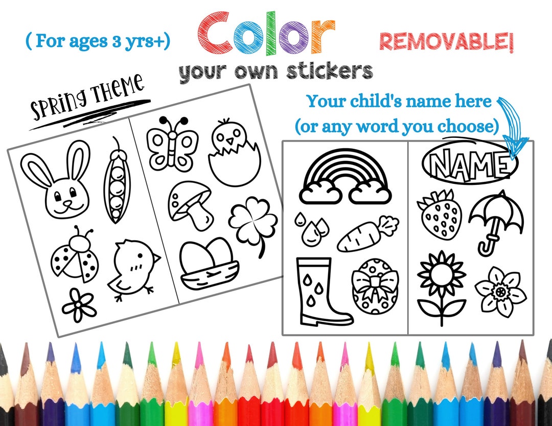 Color Your Own Stickers for Age 3 Yrs+ | Spring Theme Stickers ...
