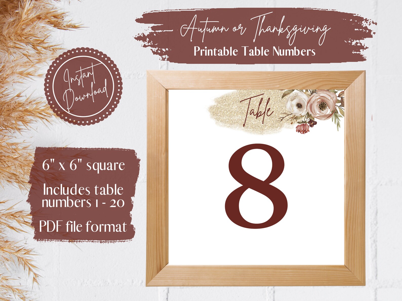 Digital Table Numbers Autumn Table Numbers Thanksgiving Table Numbers ...