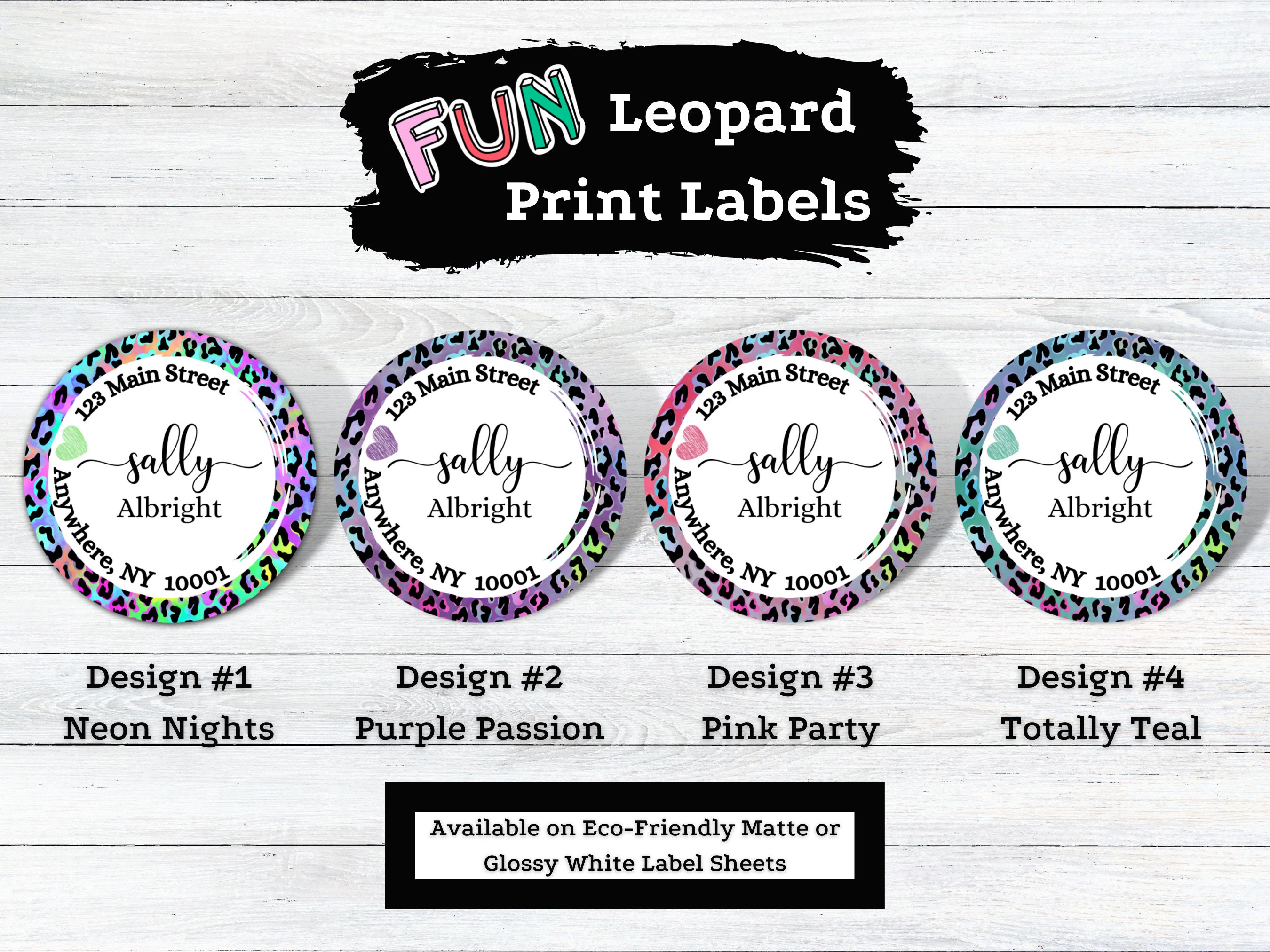 Round Leopard Print Labels | Fun Address Label Stickers | Personalized ...