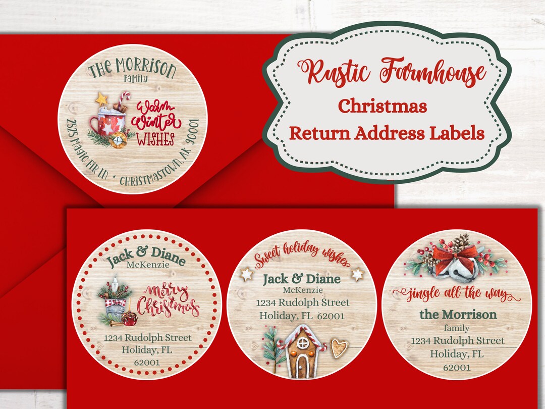 Rustic Farmhouse Christmas Return Address Labels | Personalized ...