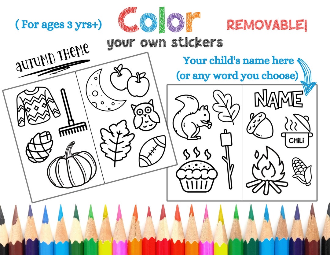 Color Your Own Stickers for Age 3 Yrs+ | Autumn Theme Stickers ...