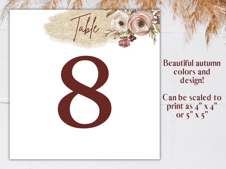 Digital Table Numbers Autumn Table Numbers Thanksgiving Table Numbers ...