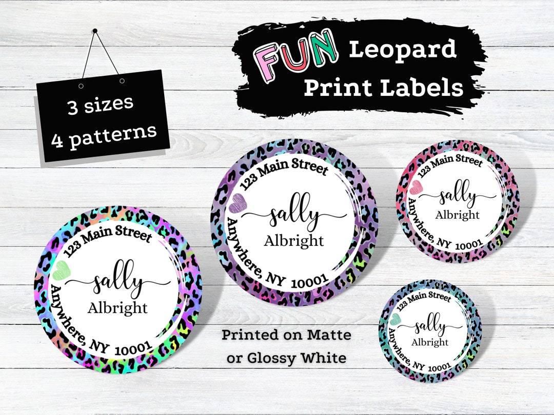 Round Leopard Print Labels | Fun Address Label Stickers | Personalized ...
