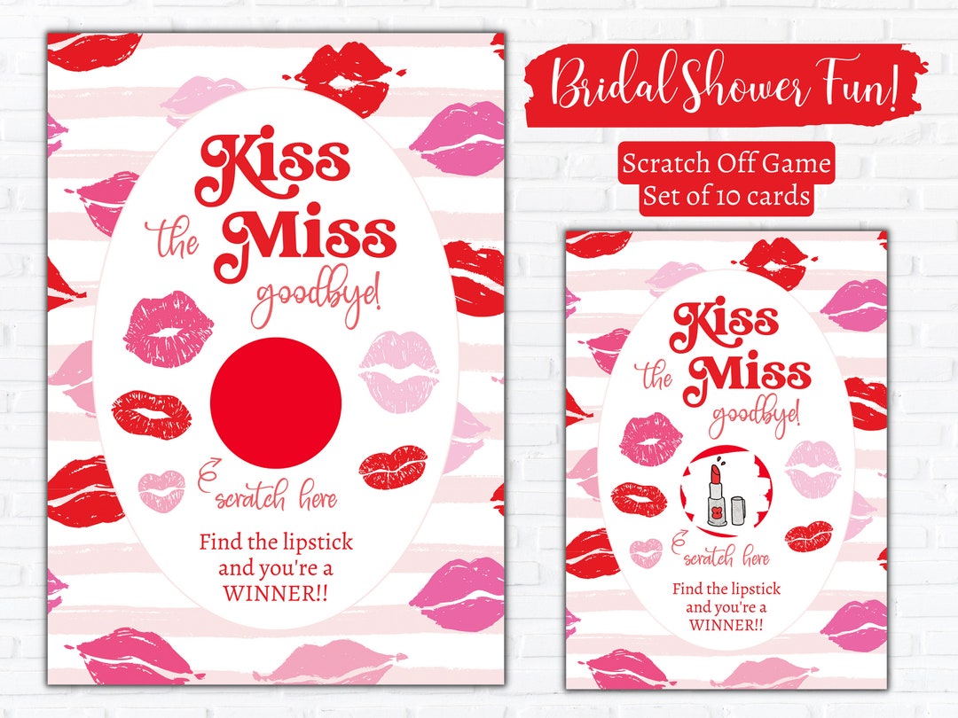 Bridal Shower Scratch off Cards | Kiss the Miss Bridal Shower | Set of ...