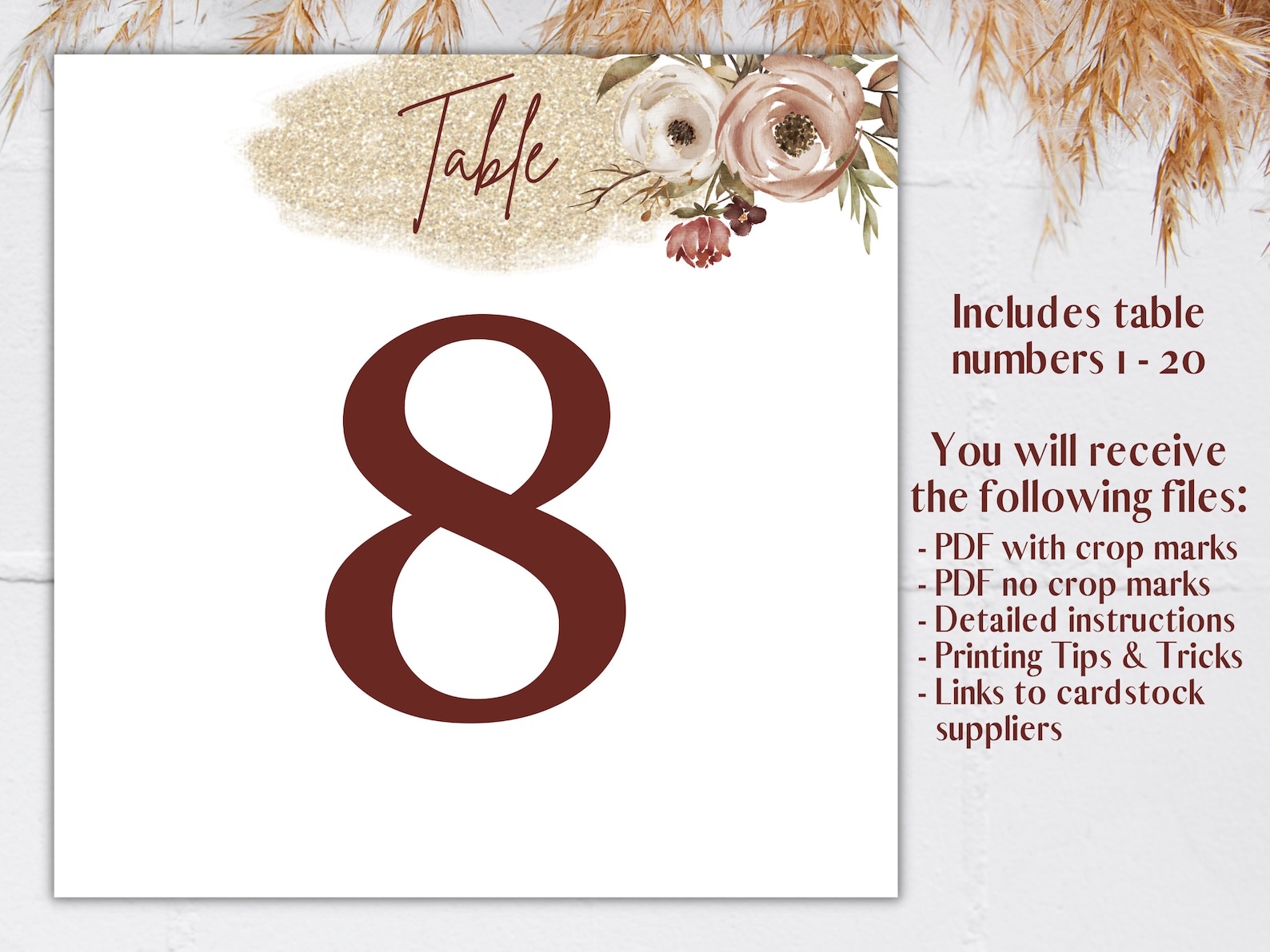 Digital Table Numbers Autumn Table Numbers Thanksgiving Table Numbers ...