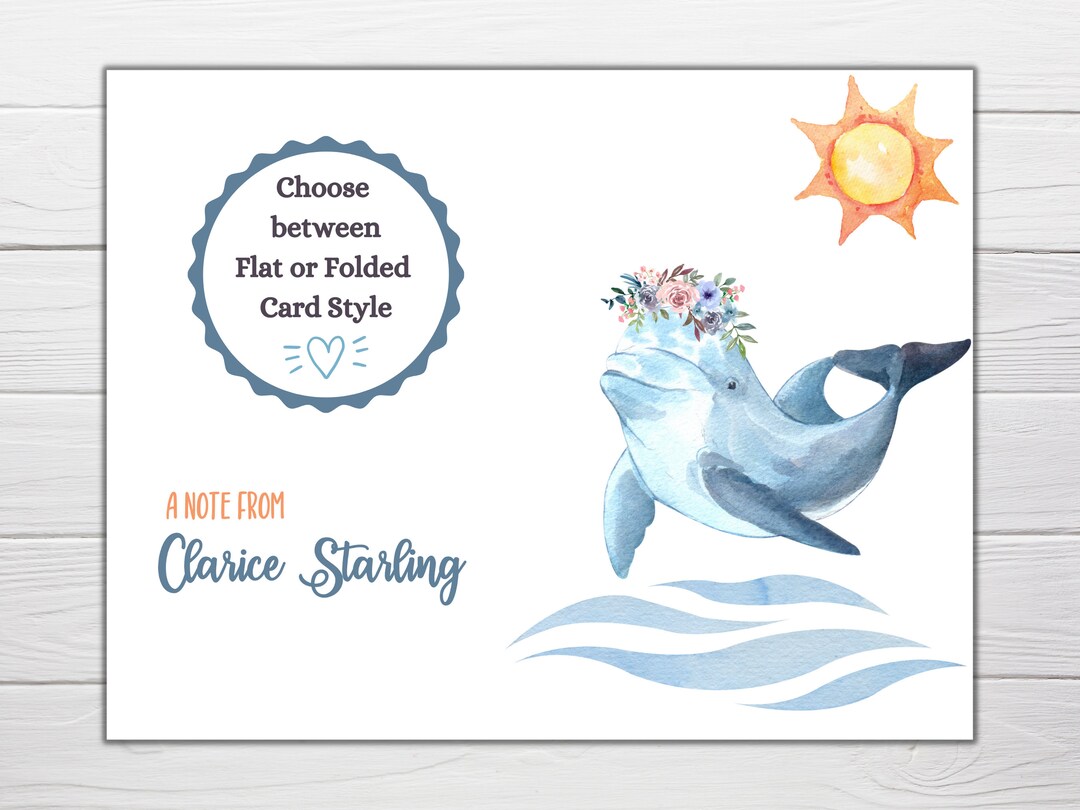 Happy Dolphin Personalized Note Cards | Flat or Folded | Set of 10 ...