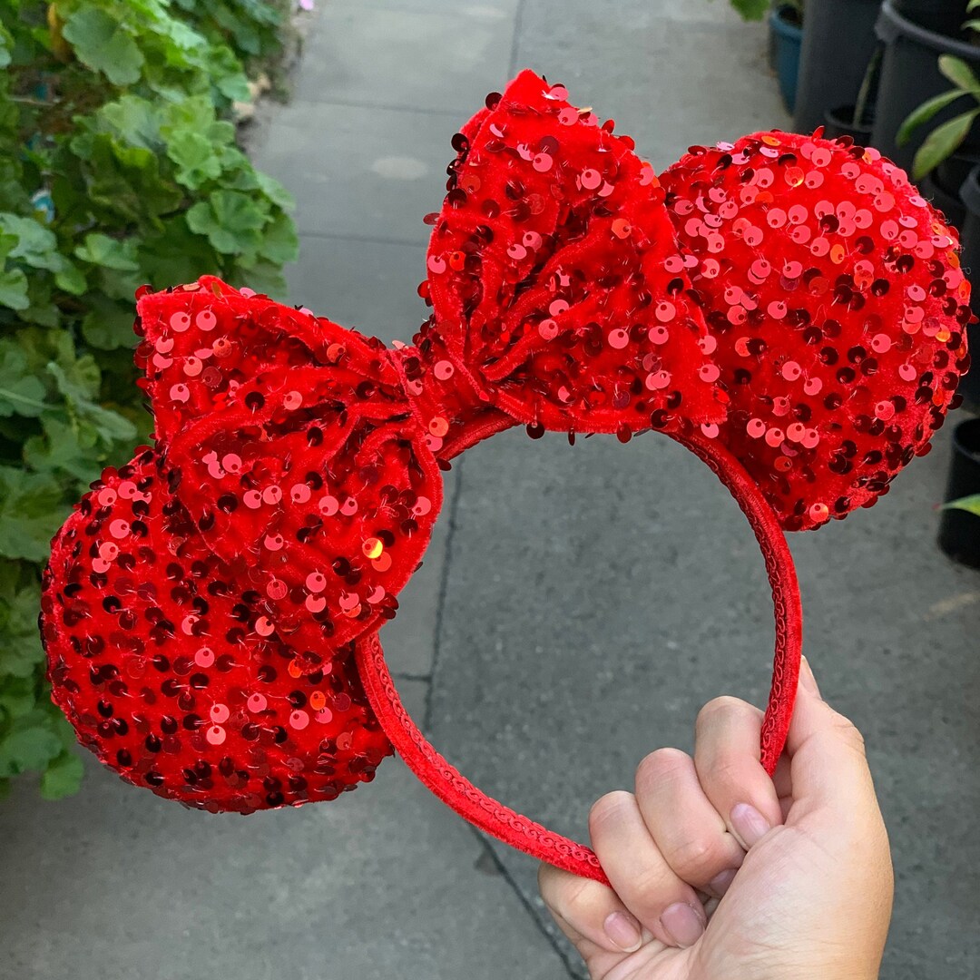 Red Velvet Sequin Mouse Ears - Etsy