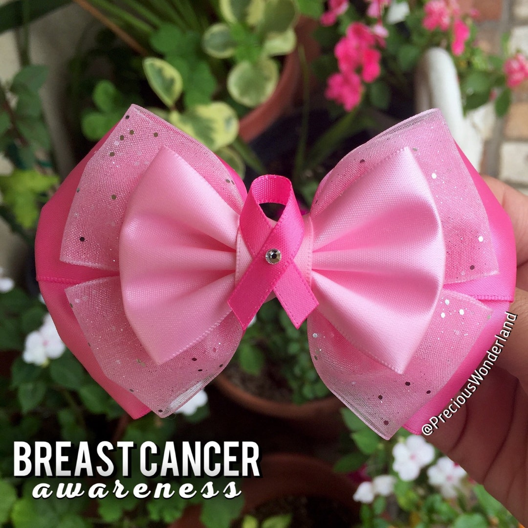 Pink Ribbon Breast Cancer Themed Hair Bow - Etsy