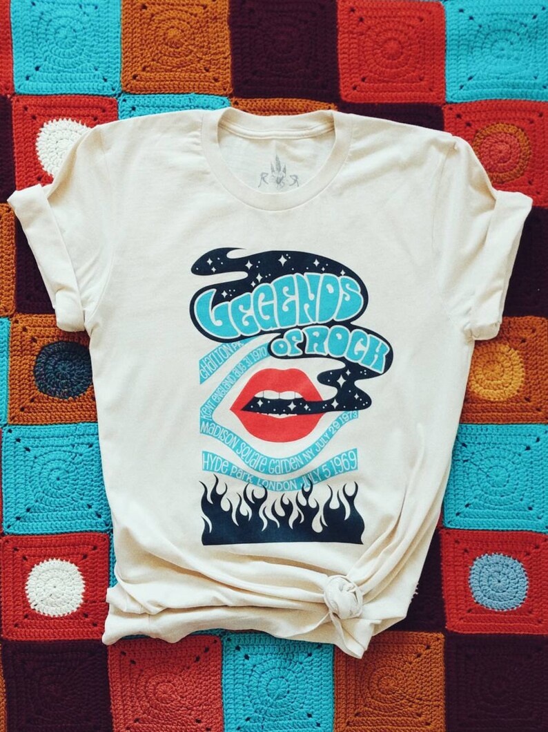 70s rock n roll graphic tee womens graphic tshirts vintage | Etsy