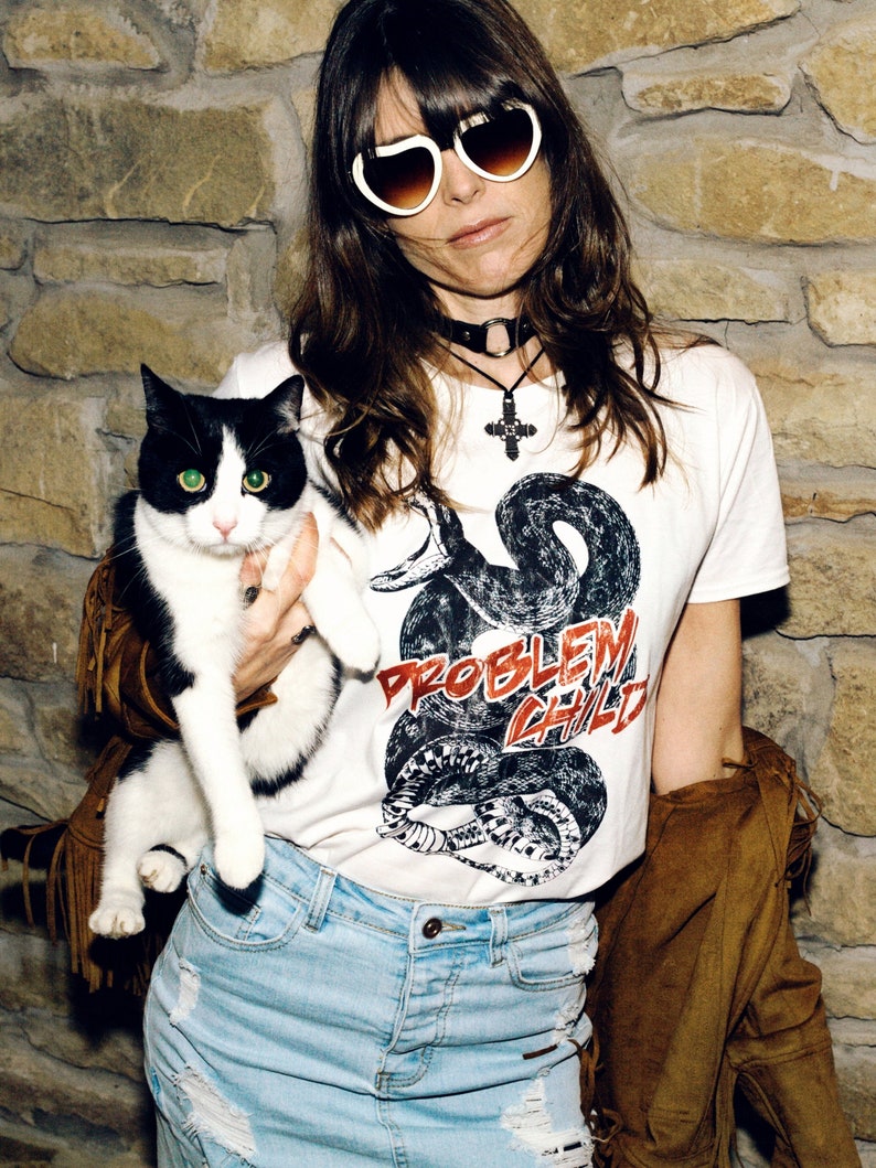 Problem Child Graphic Tee for Women Snake Tshirt Rock N Roll Edgy Shirt ...