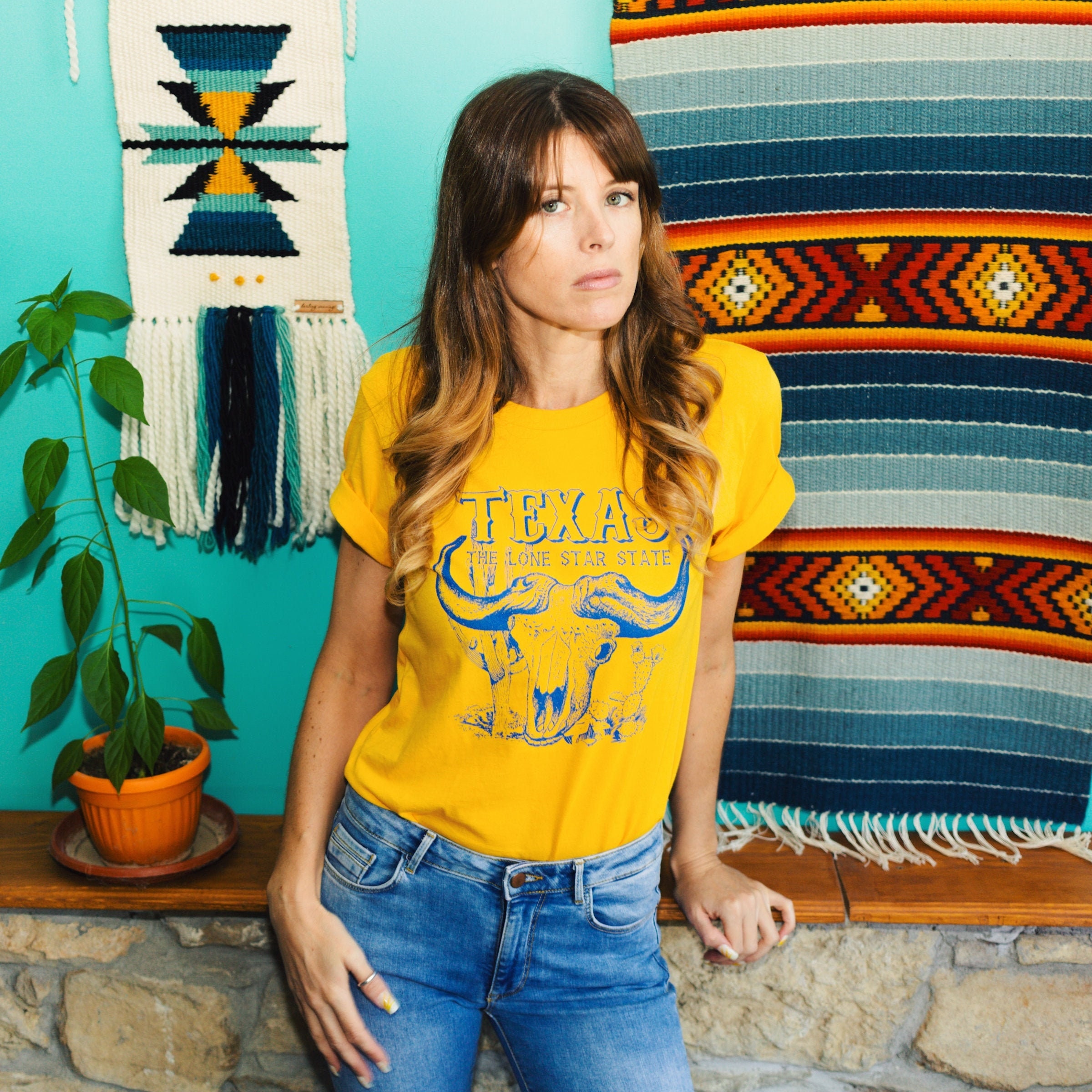 Texas T Shirt Womens 70s Graphic Tees Vintage Desert Shirt Longhorn ...