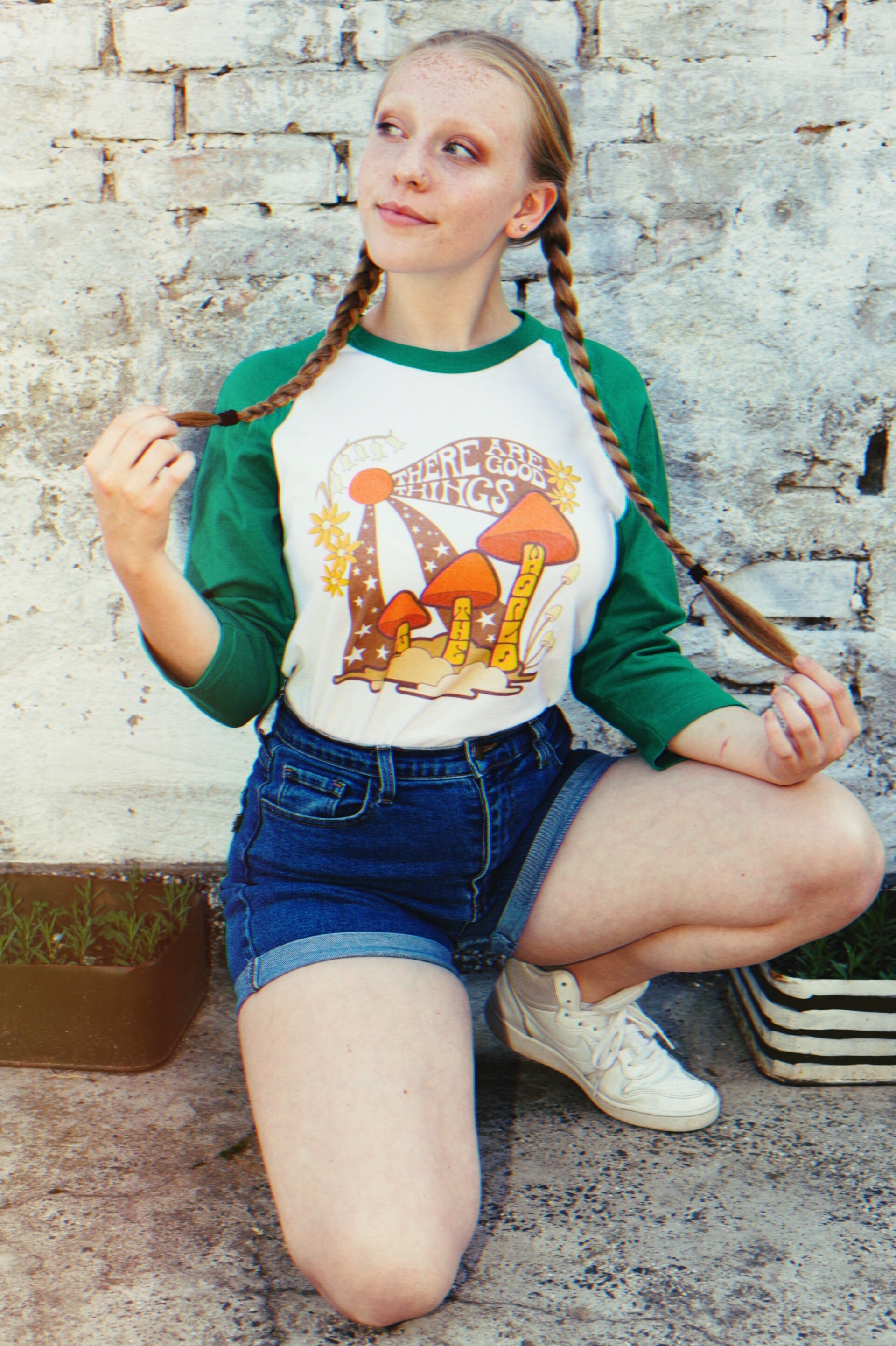 70s Mushroom Raglan Womens Graphic Tees Vintage Style 70s Retro ...