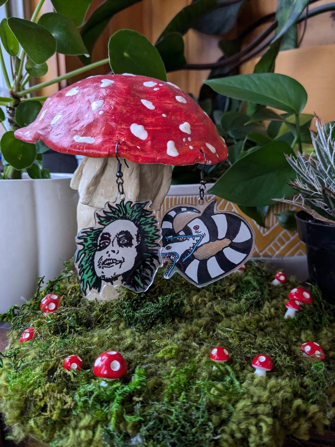 Beetlejuice Sandworm Halloween Novelty Hand Painted Earrings - Etsy