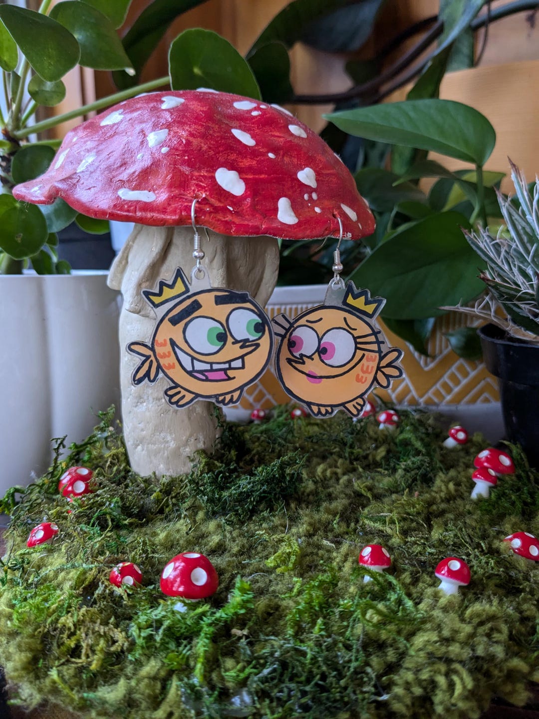 Fairly Odd Parents Cosmo Wanda Goldfish Novelty Earrings Hand Painted ...