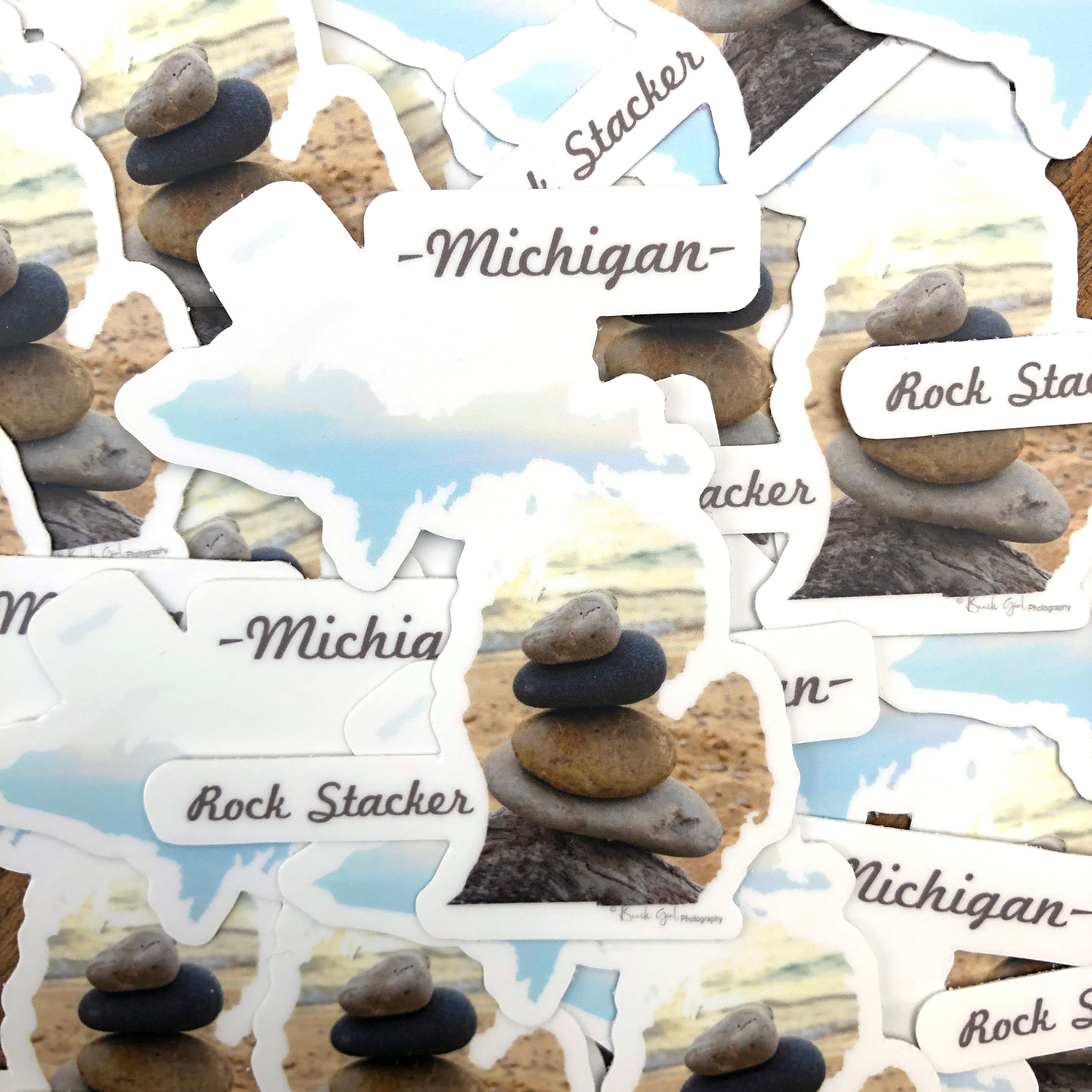 Michigan Rock Stacker Sticker Michigan Outline Photography - Etsy