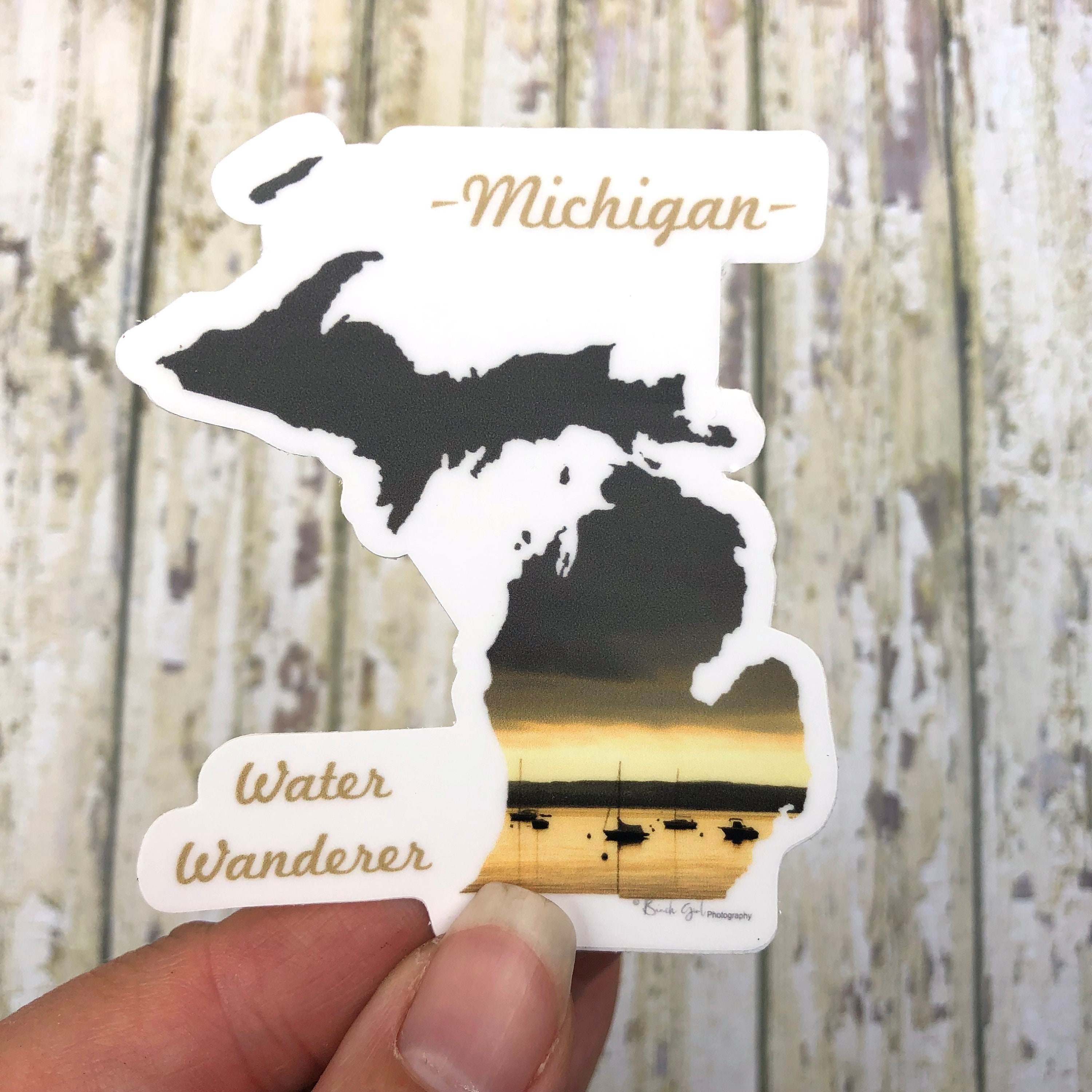 Michigan Water Wanderer Sticker Michigan Outline - Etsy