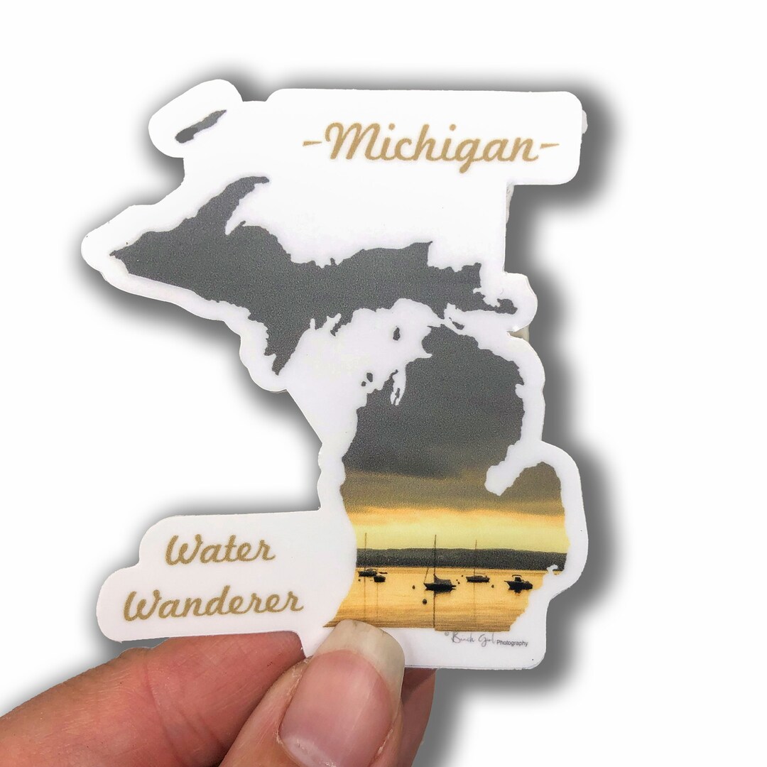 Michigan Water Wanderer Sticker • Michigan Outline • Photography ...