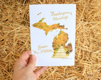 Watercolor Vintage Michigan Map Card Single Card Set of 4 - Etsy