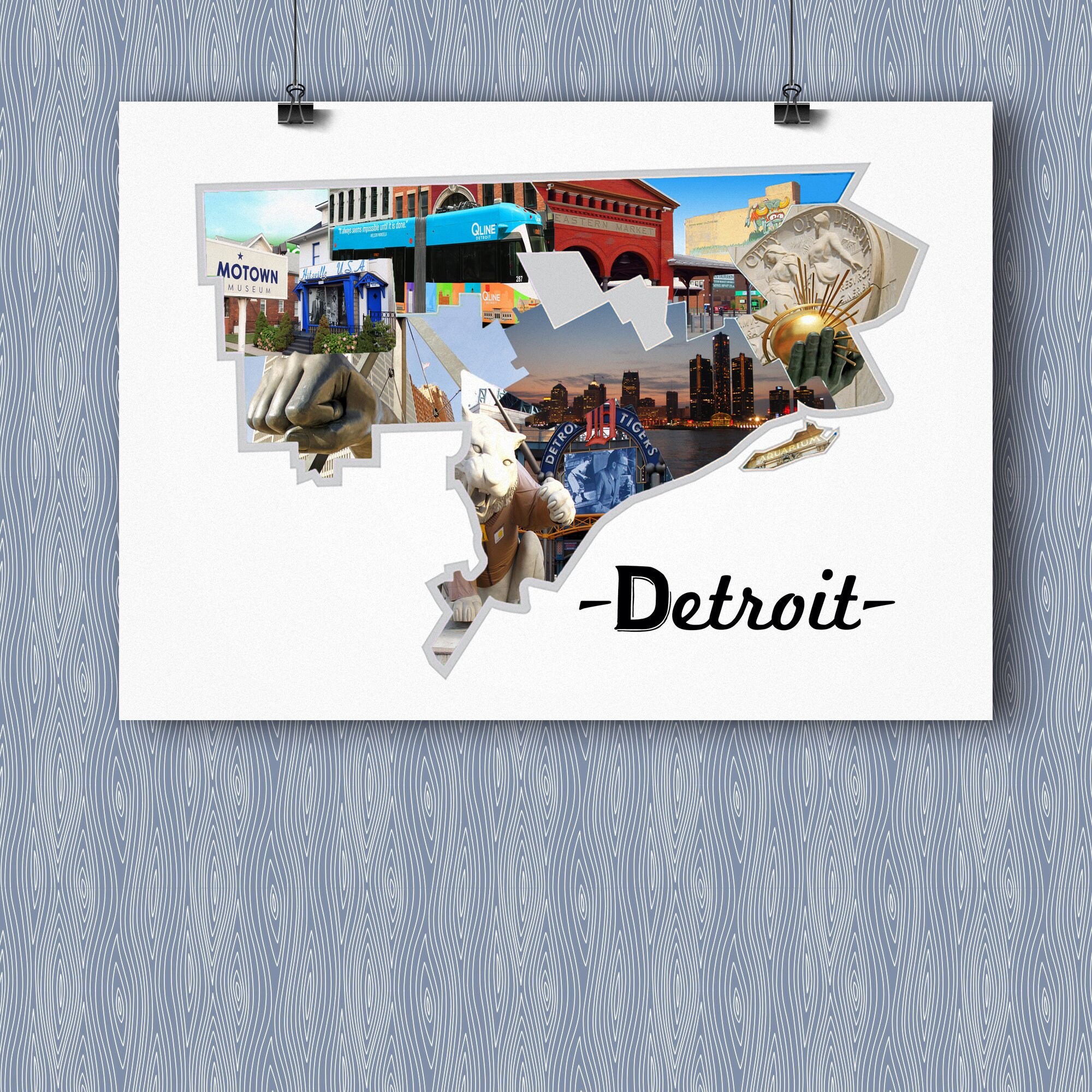 Detroit Michigan Color Map Print, Michigan Poster, Map Poster, Home ...