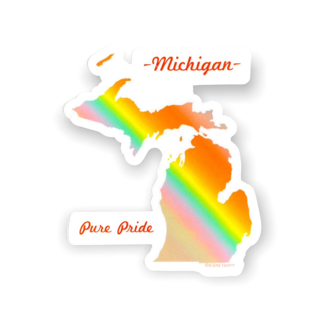 Michigan Pride Vinyl Sticker: Rainbow Photo Diecut Decal - Etsy