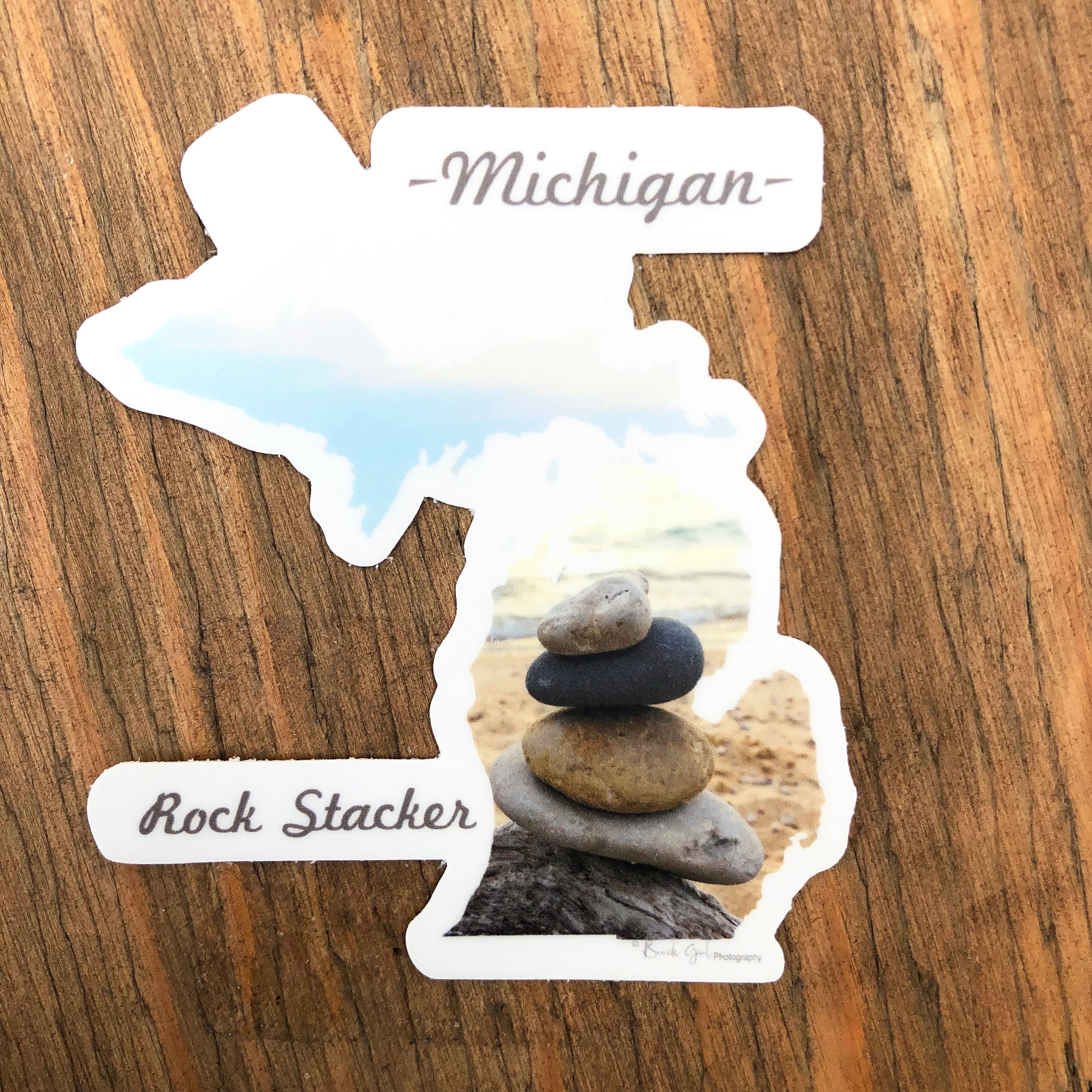 Michigan Rock Stacker Sticker Michigan Outline Photography - Etsy