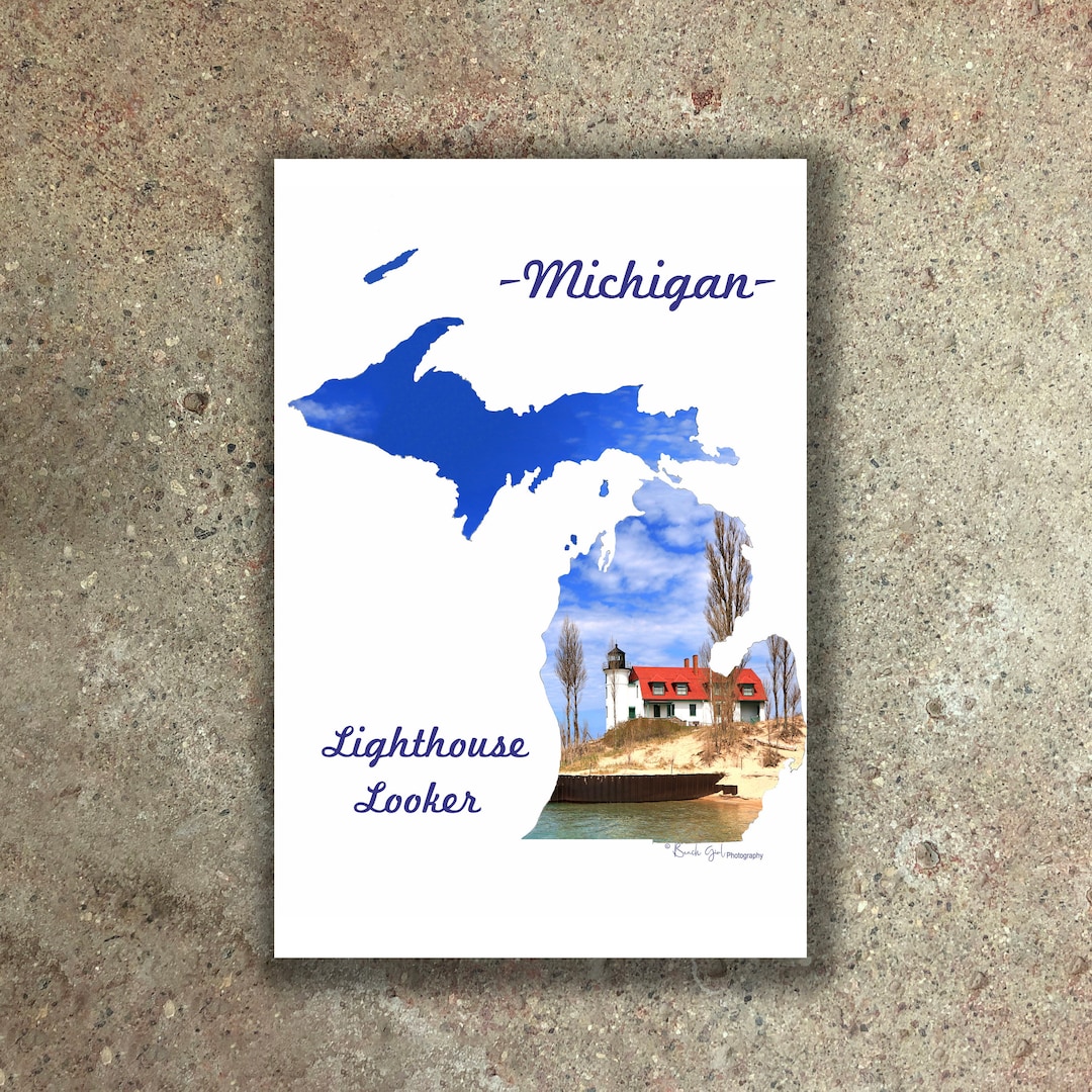 Michigan Postcard - Michigan Lighthouse Looker - 4" X 6" - Lighthouse ...