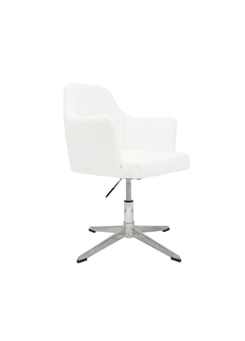 Pure White PU Leather Ribbed Bk Swivel Adjustable Vanity W/ | Etsy