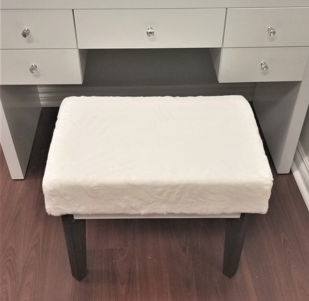 Ultra Plush White Faux Fur Vanity Bench Stool - Etsy