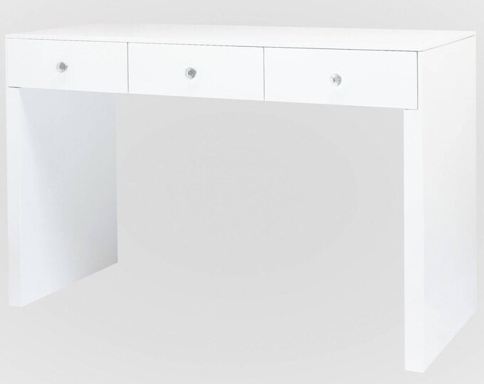 Pearl White High Gloss Makeup Vanity Table With Solid Side Panels - Etsy