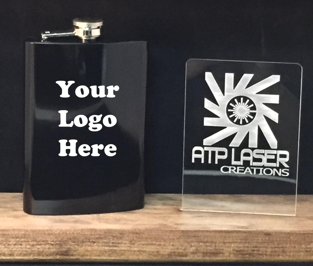 Fk1019-your Logo Here, Engraved Flask, Personalized, Custom, Black or ...