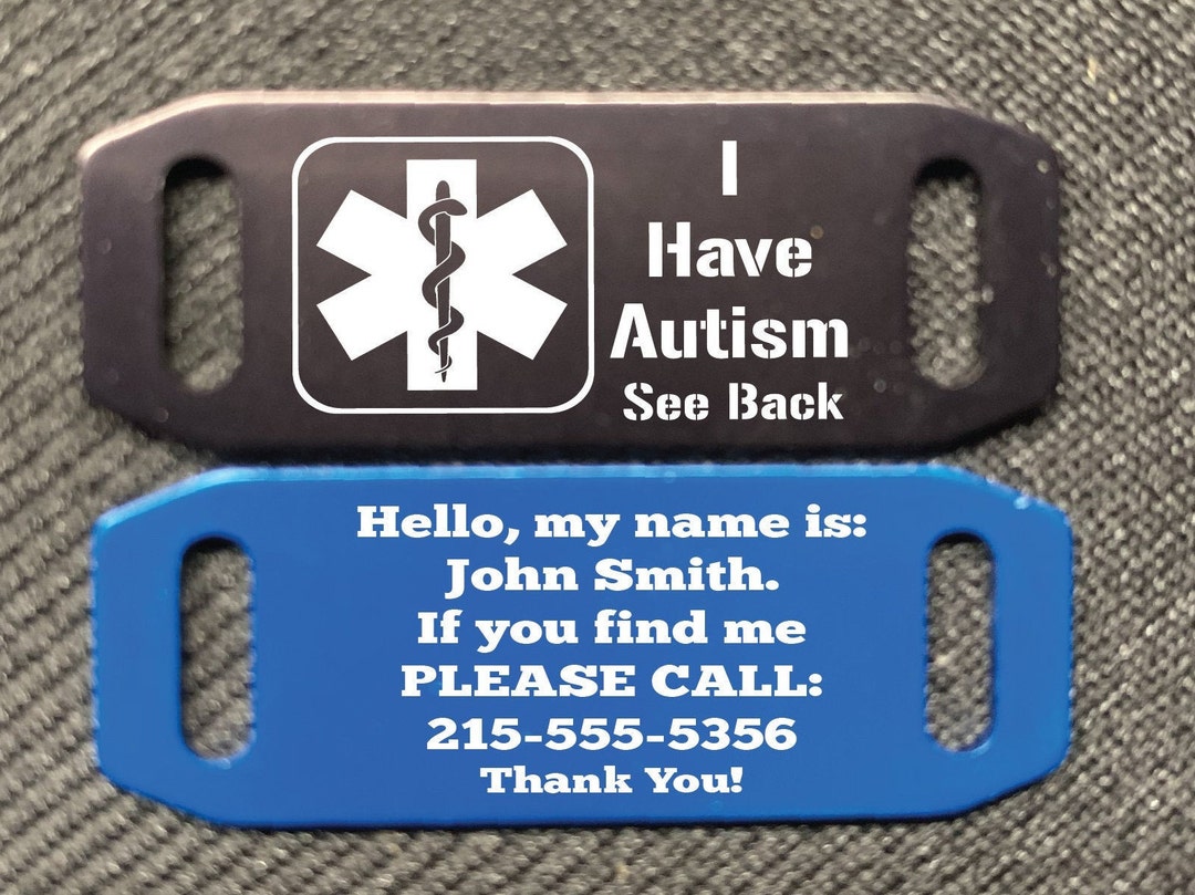 ID1003- Autism/medical Id,shoe Tags(2 Tags), Custom, Personalized ...