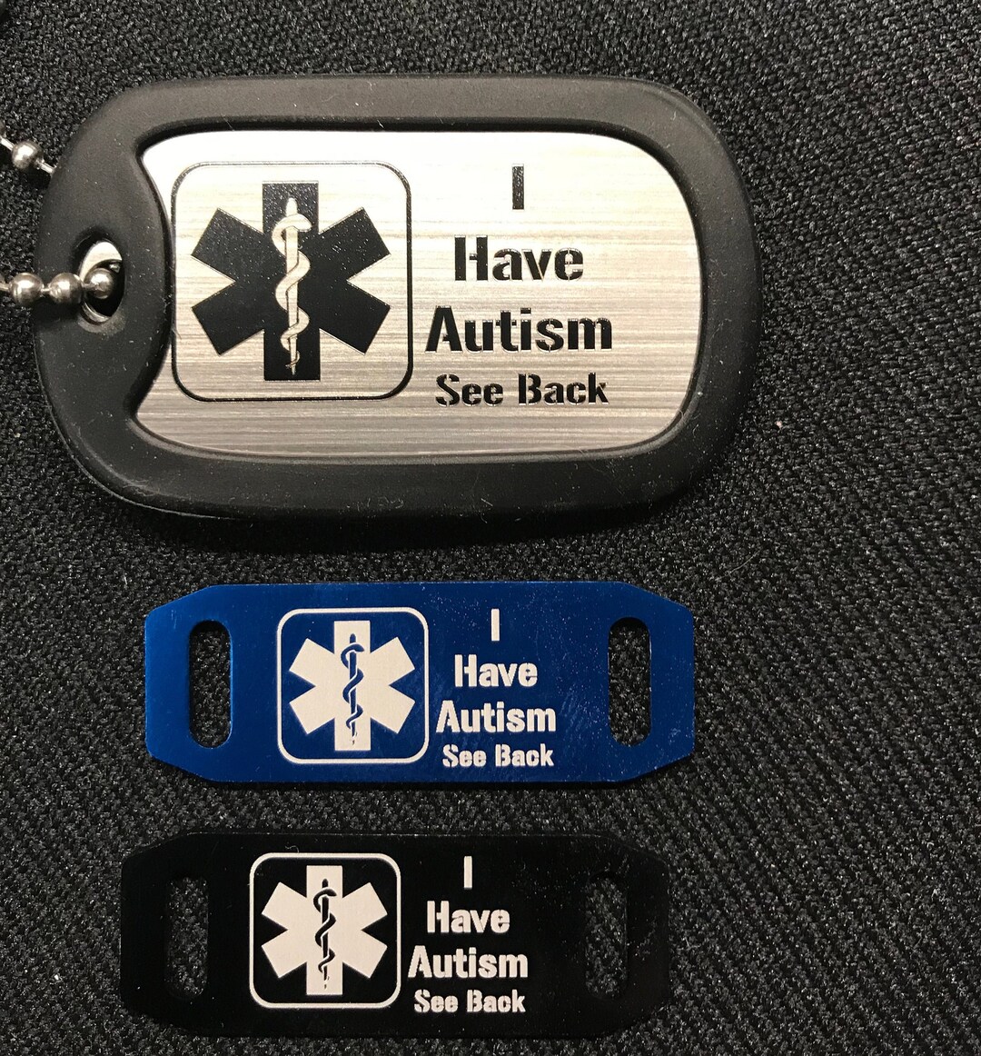 ID1000- Autism ID Necklace & Shoe Tags(2 Tags), Custom, Personalized ...