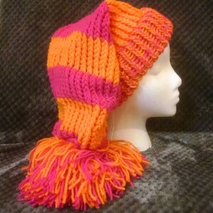 Hot Pink and Orange Stocking Hat Santa Hat Made to Order Hat Slouchy ...