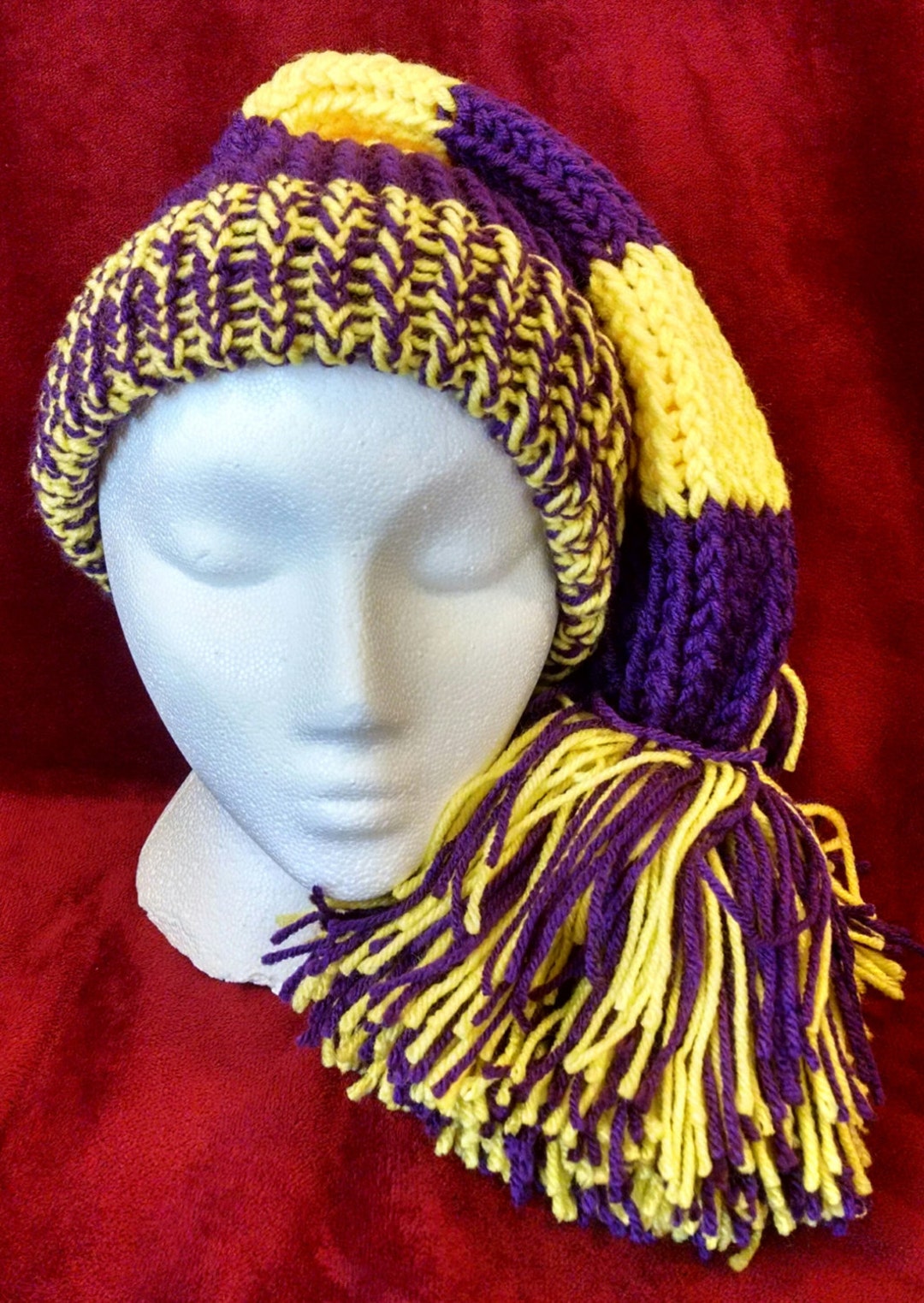 Purple and Yellow Gold Child or Adult Stocking Cap ESU WSU LSU ...