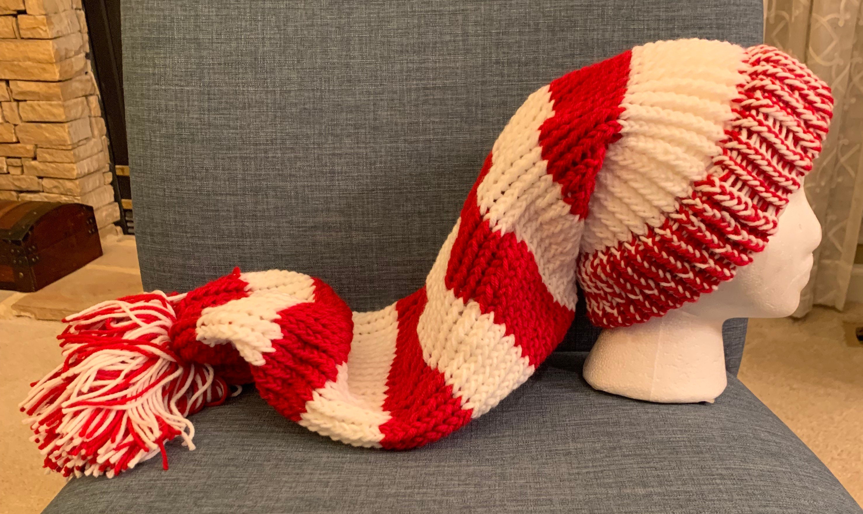 Adult or Child Stocking Hat Extra Long Santa Hat Red and White - Etsy