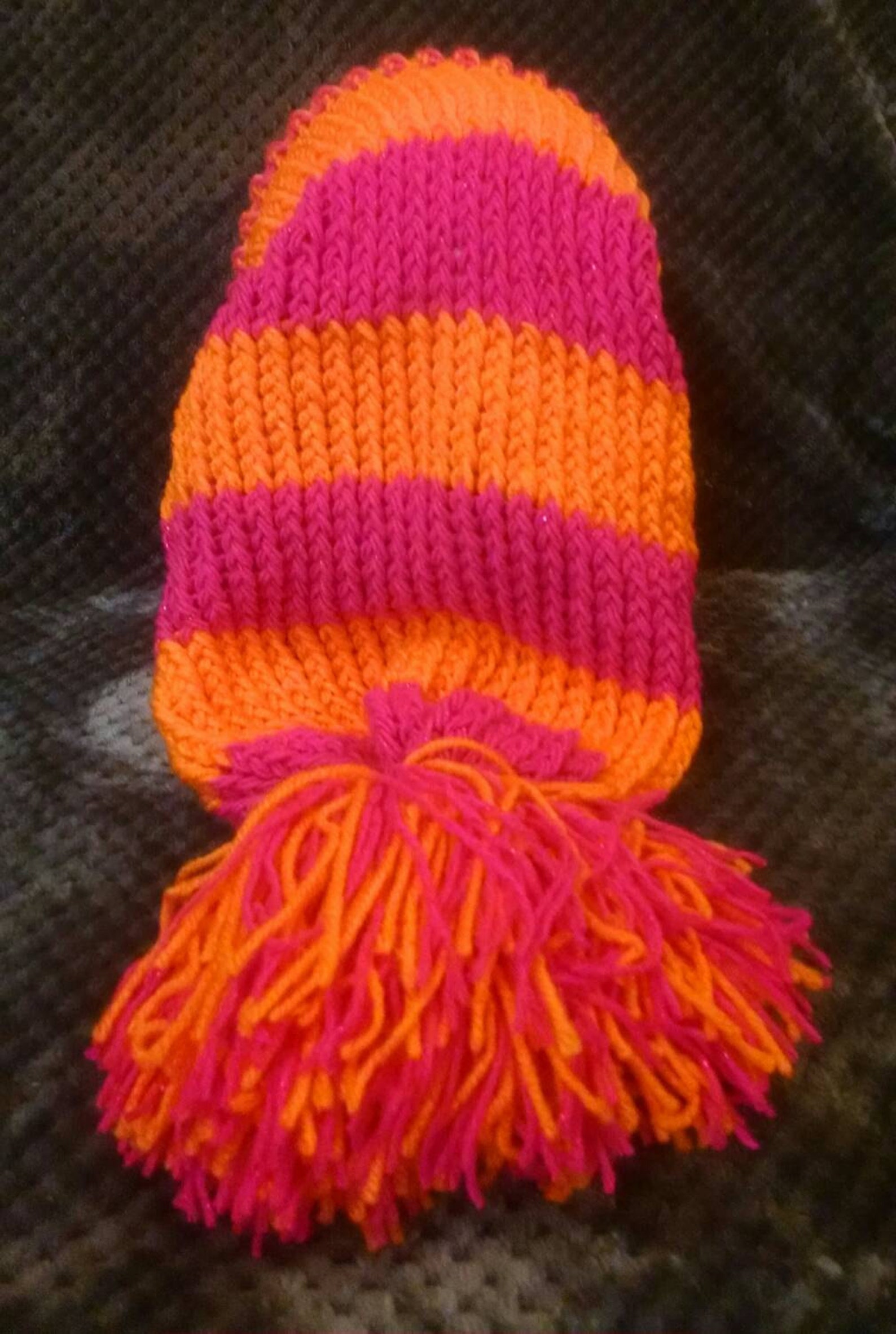 Hot Pink and Orange Stocking Hat Santa Hat Made to Order Hat Slouchy ...