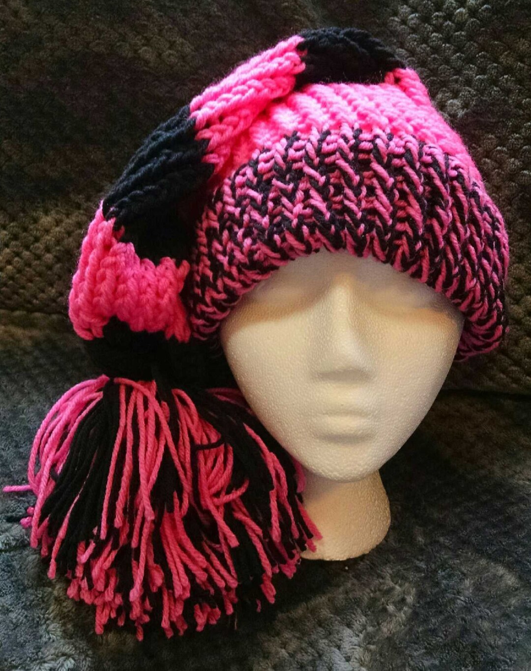 Adult Stocking Hat Team Colors Pink and Black Hat - Etsy