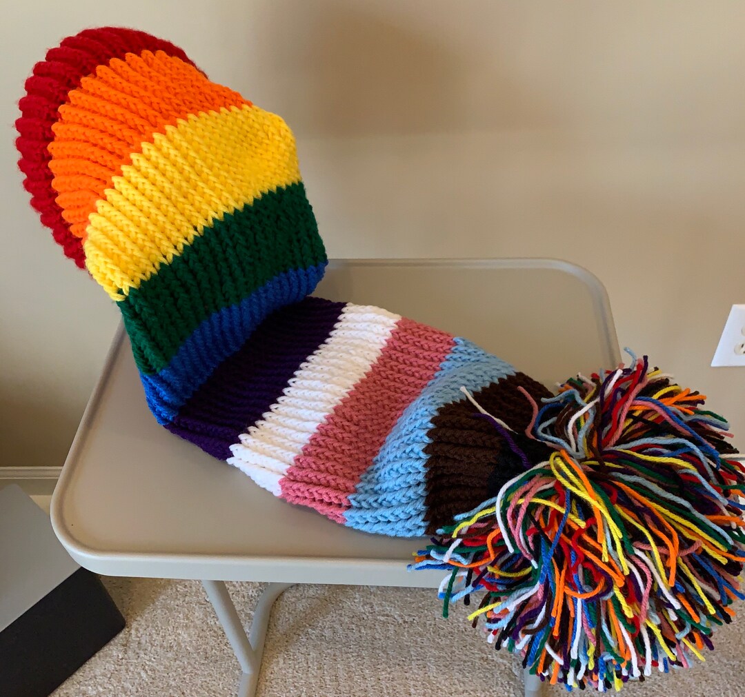 Adult or Child Rainbow Stocking Hat Rainbow Santa Hat LGBTQ Santa Hat ...
