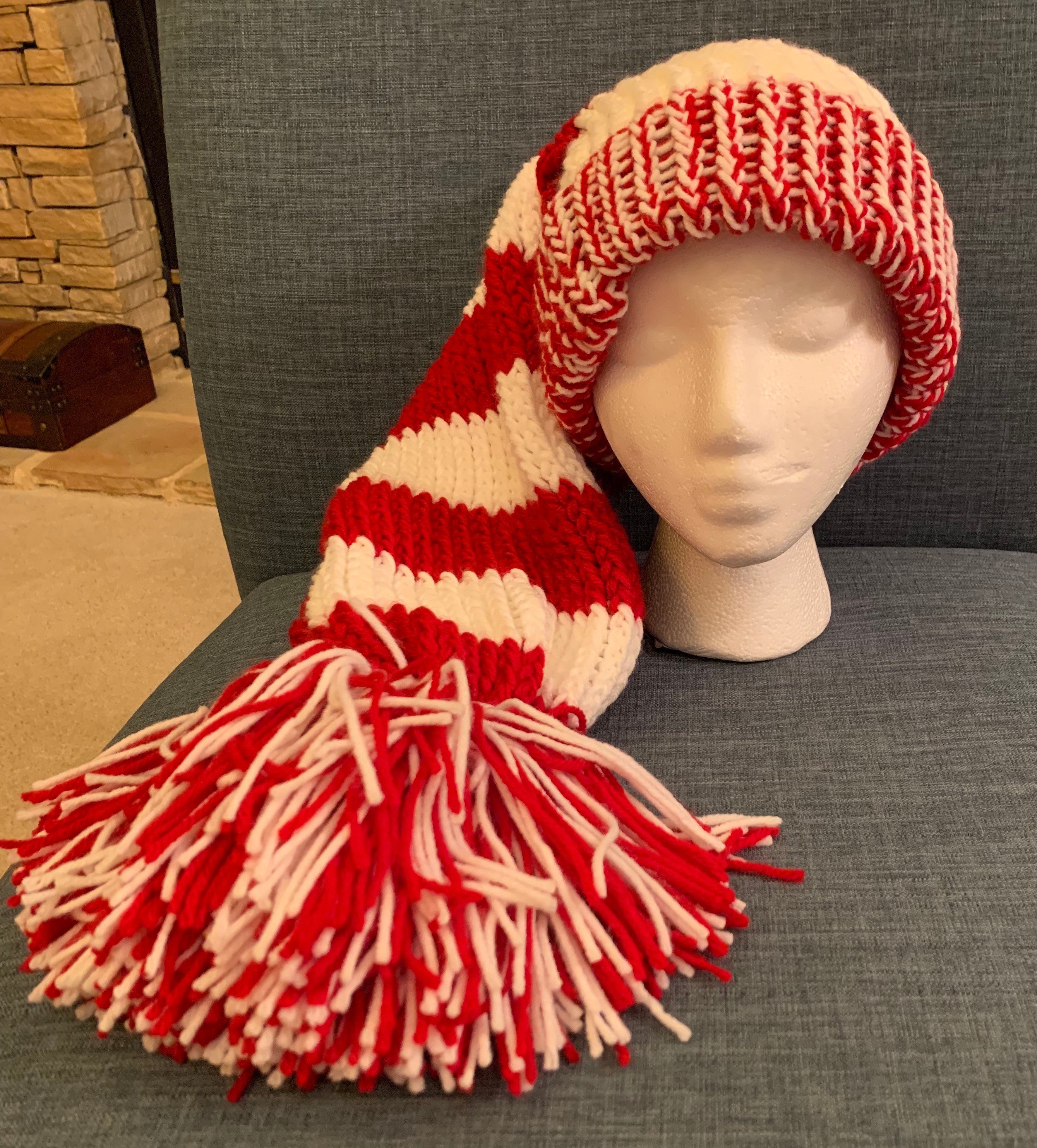Adult or Child Stocking Hat Extra Long Santa Hat Red and White - Etsy