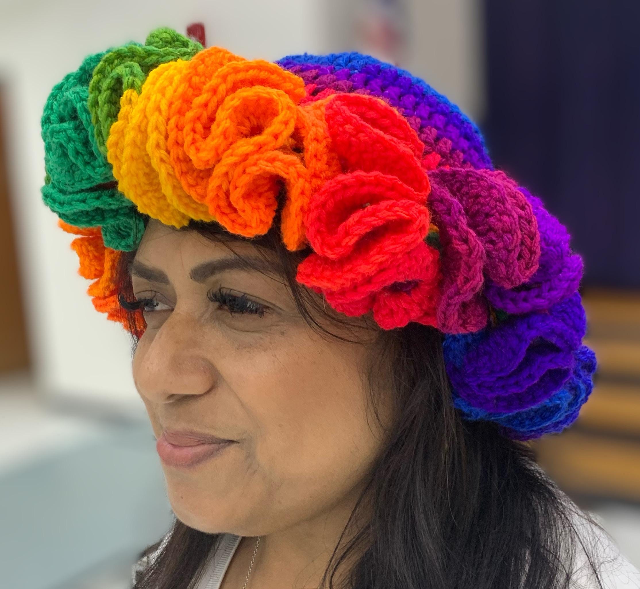 Rainbow Ruffle Hat - Etsy