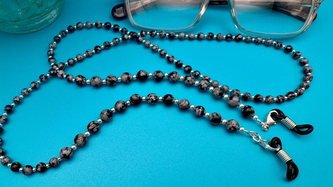 Snowflake Obsidian Glasses Chain Sterling Silver Gemstone Spectacles ...