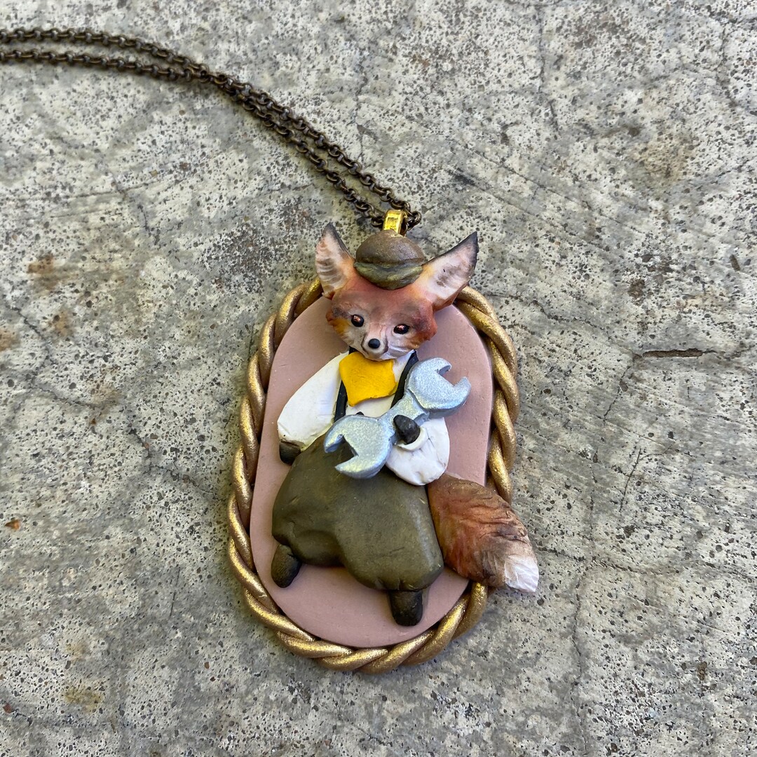 Mechanic Fox Cute Handmade Necklace Pendant Ooak Polymer - Etsy
