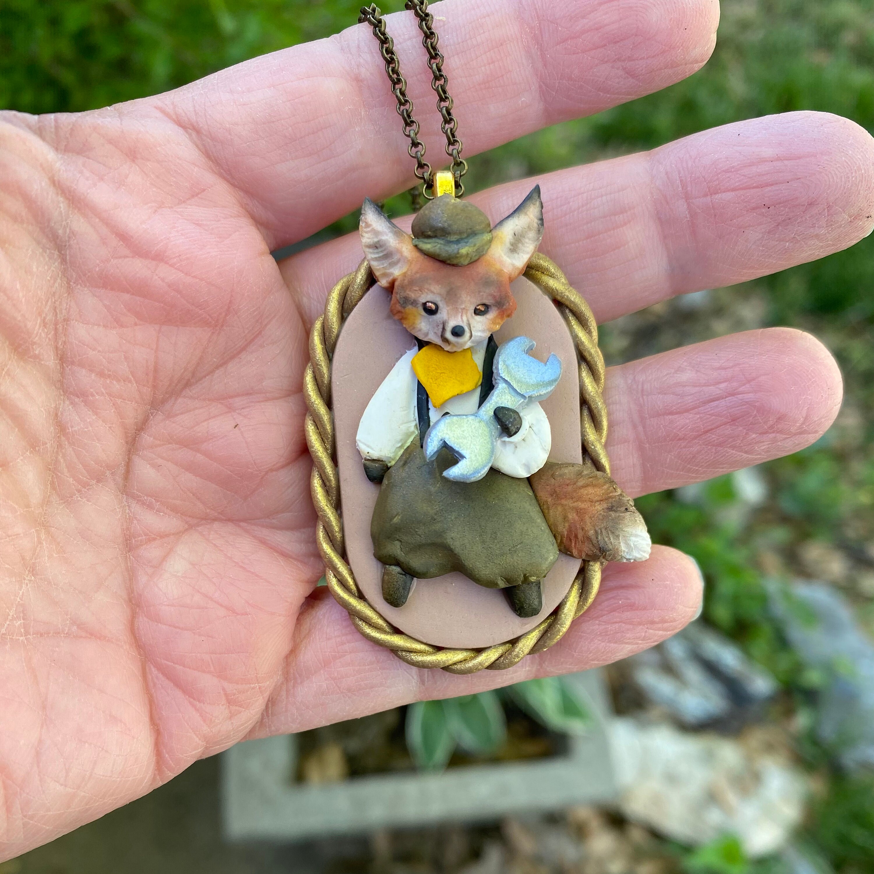 Mechanic Fox Cute Handmade Necklace Pendant Ooak Polymer - Etsy